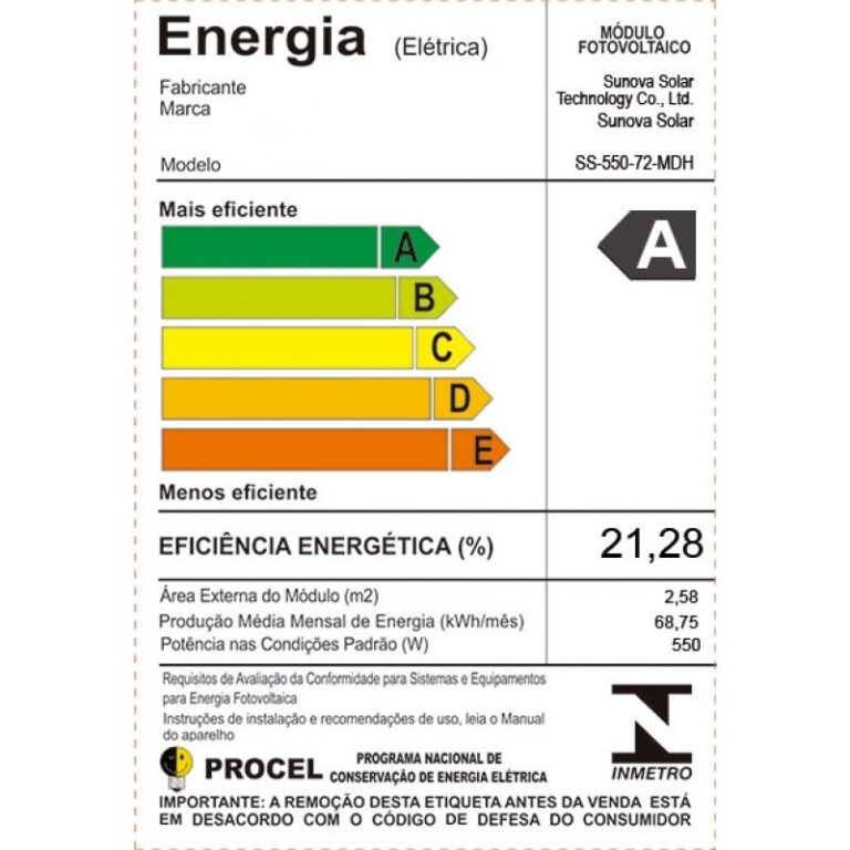 Módulo / painel / placa Solar Fotovoltaica SUNOVA 550w Monocristalino ...